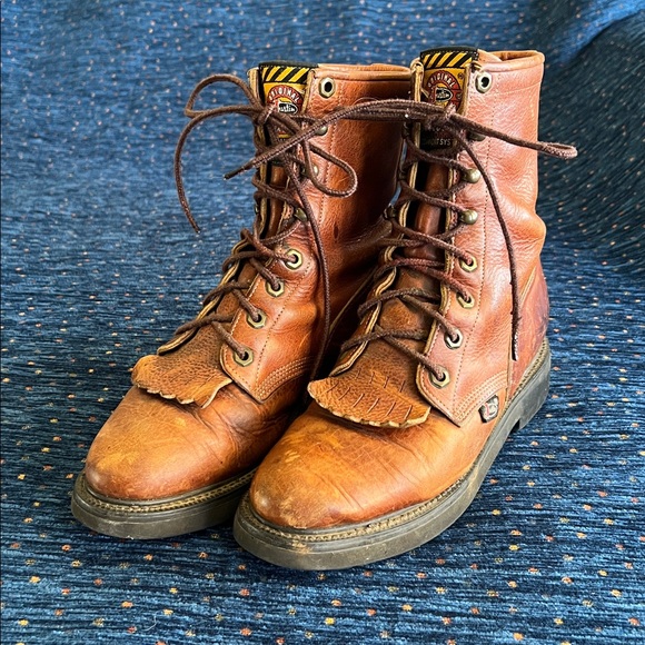 Justin Boots | Shoes | Justin Vintage 98s Brown Leather Kiltie Fringe ...